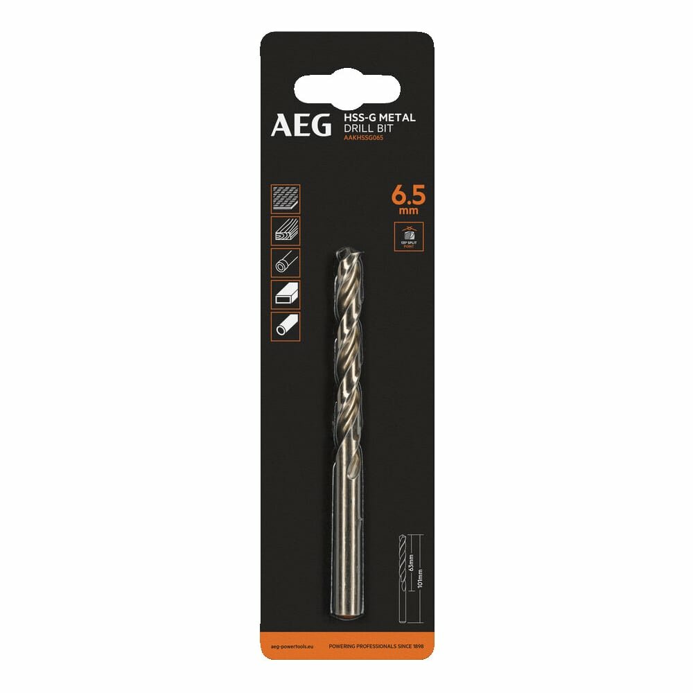 Сверло по металлу HSS-G (6.5х63х101 мм) AEG AAKHSSG065 4932479313