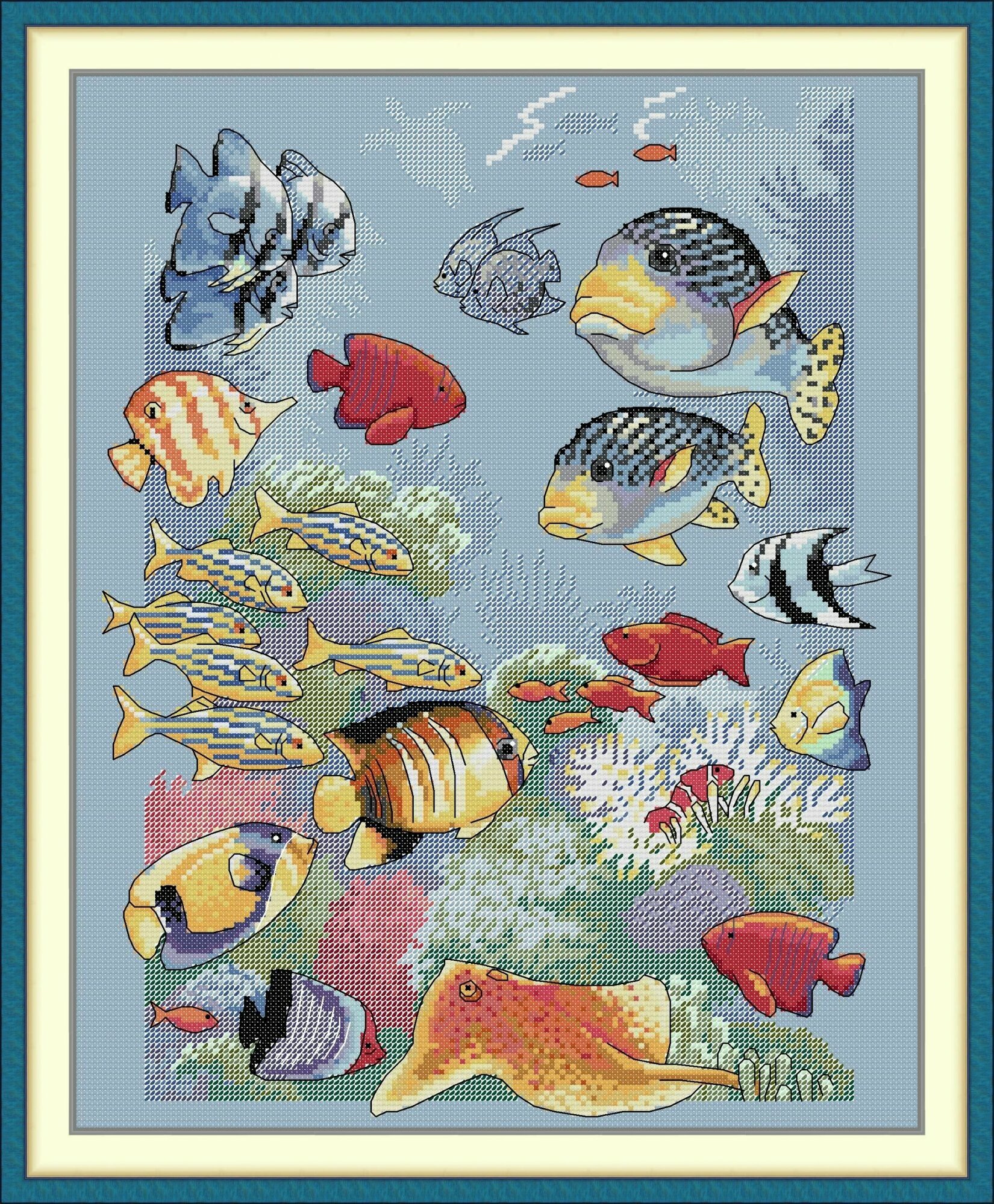 Эксклюзивный набор для вышивки крестом NKF, тропическая рыба на 14CT канве, 36 на 44 см