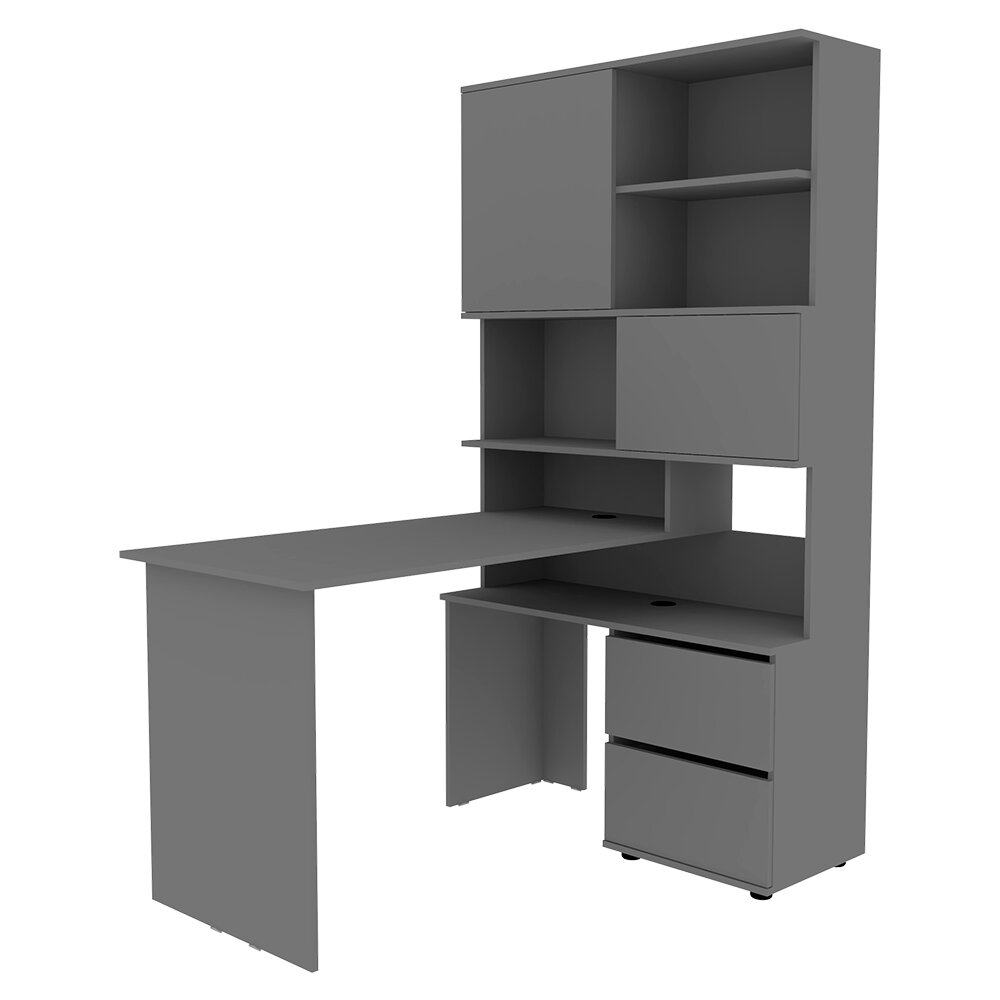 Стол письменный со стеллажом 1045 Темно-серый Темно-серый
