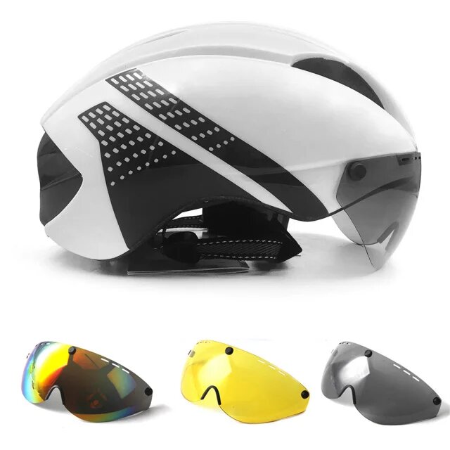 WAGGON Велосипедный шлем Aero Helmet TT для взрослых Белый, M 54-57cm, white black 3lens