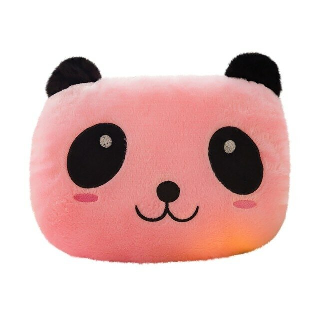 Kawaii мягкая панда мигающая подушка игрушка красочная светодиодная подушка блестящая панда флэш кукла блестящая игрушка день рождения девушка детская игрушка флэш подушка (розовый)