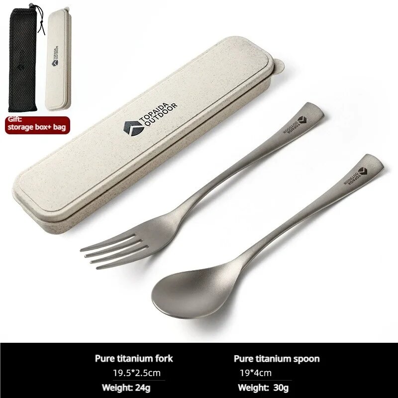 Титановый спорк для кемпинга белый