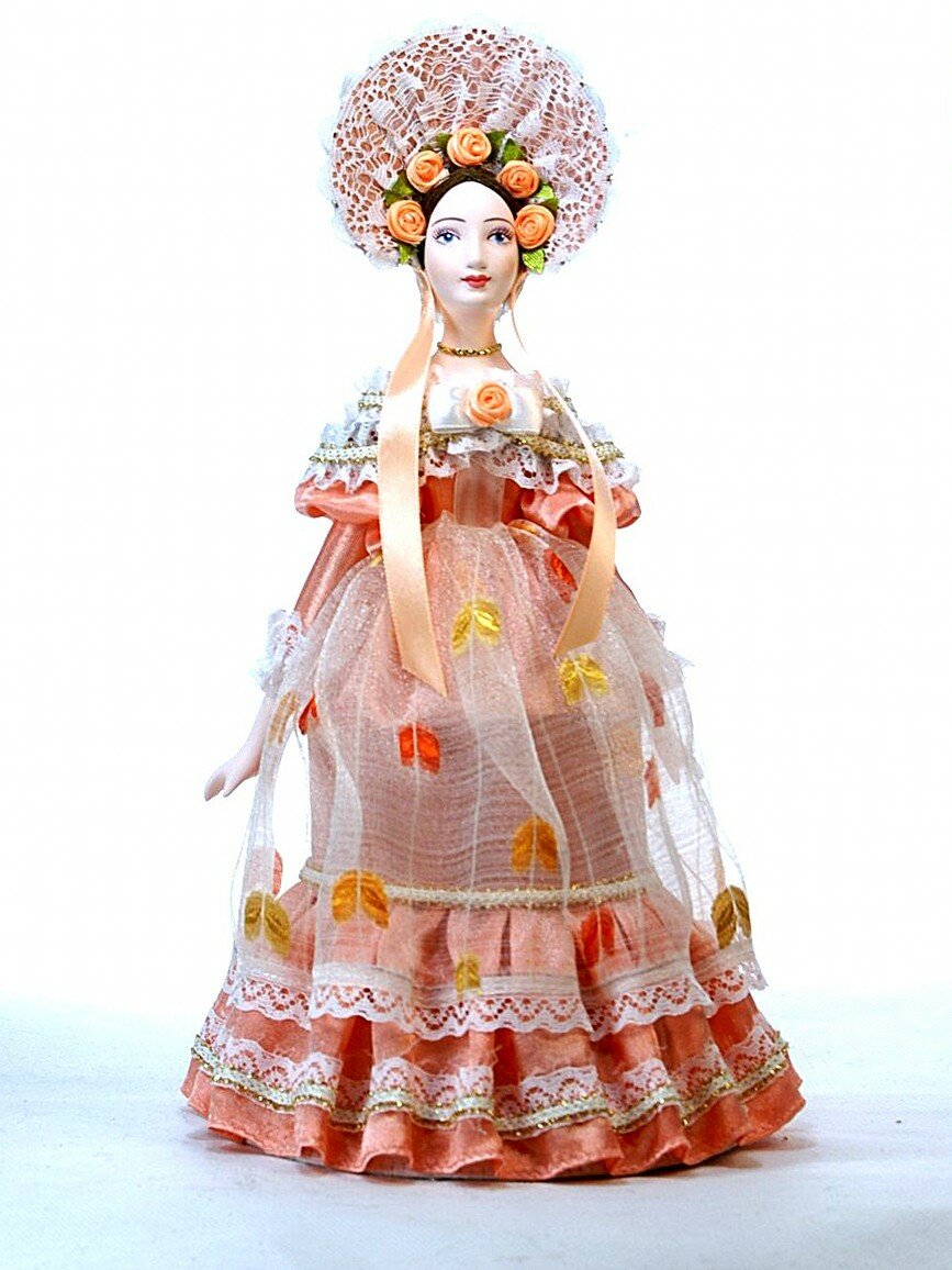 Кукла коллекционная Пушкинская дама в летнем капоре и платье 19 века