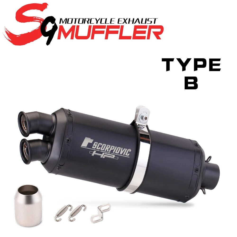 Универсальный мотоциклетный глушитель с двойным отверстием для выхлопной трубы из углеродного волокна, модифицированный глушитель для NINJA650 GSXR750 R6 S1000r CBR650R Черный, TYPE-B