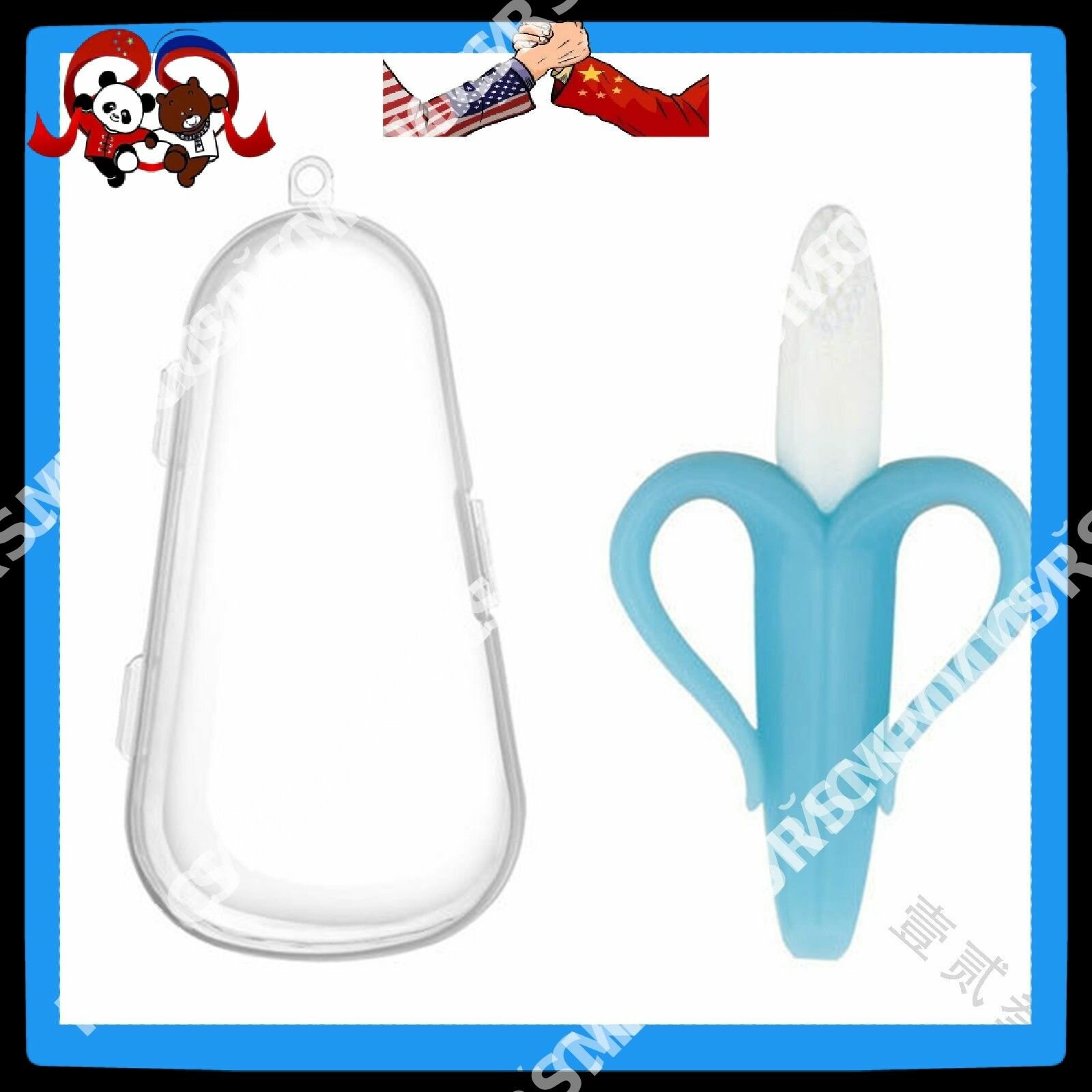 Банан грызунок-щетка прорезыватель, желто-белый