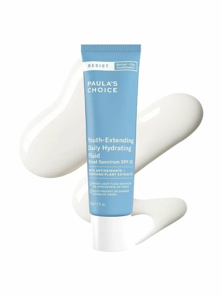 Paulas Choice - Resist Youth-Extending Daily Hydrating Fluid, SPF50, Увлажняющий солнцезащитный флюид, 60 мл