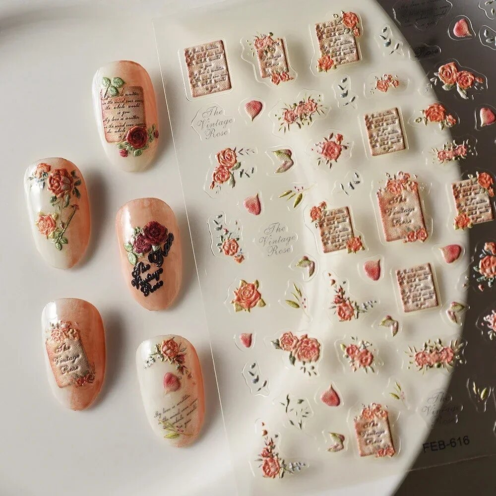 Наклейки на ногти PONYTREE Red Plum Blossom, Цвет: MP5466FEB616