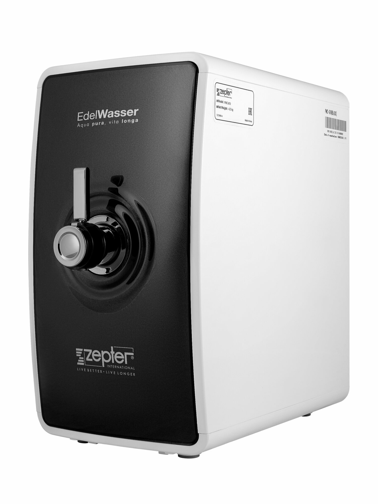 Фильтр для воды Zepter Edelwasser Black, обратный осмос, 5 ступеней, настольный, 3.9 л, бесшумный