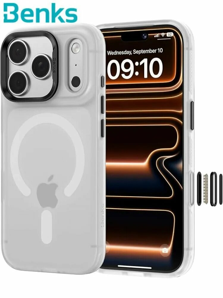 Чехол Benks для iPhone 17 Pro Max 6,9 дюймов, с кнопкой управления камерой, совместимый с MagSafe, прозрачный матовый противоударный защитный чехол
