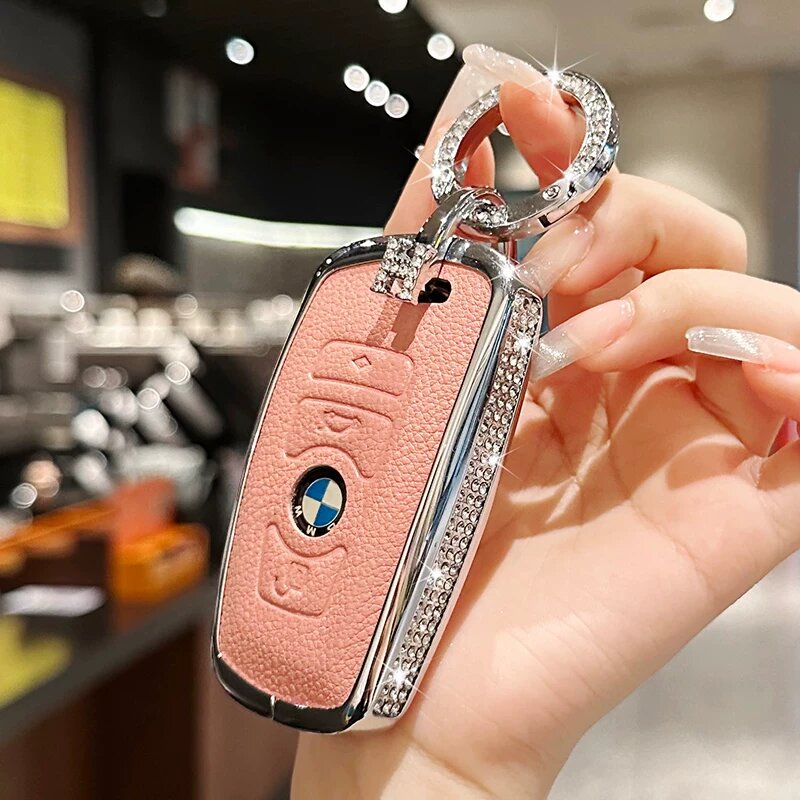 Ключевой чехол BMW с квадратным умным дизайном, розовый цвет, премиум аксессуар для ключей для BMW 3-й серии