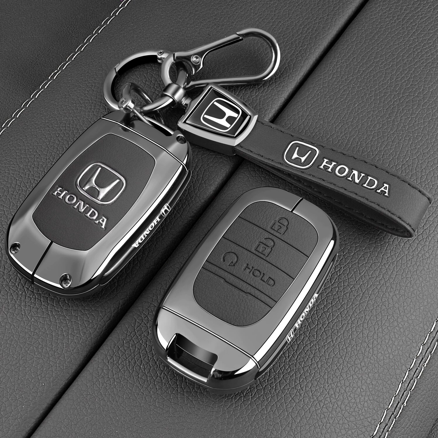 Чехол для ключа Honda Civic 11-го поколения с ремешковым креплением - Черный для моделей 2019-2025 гг.