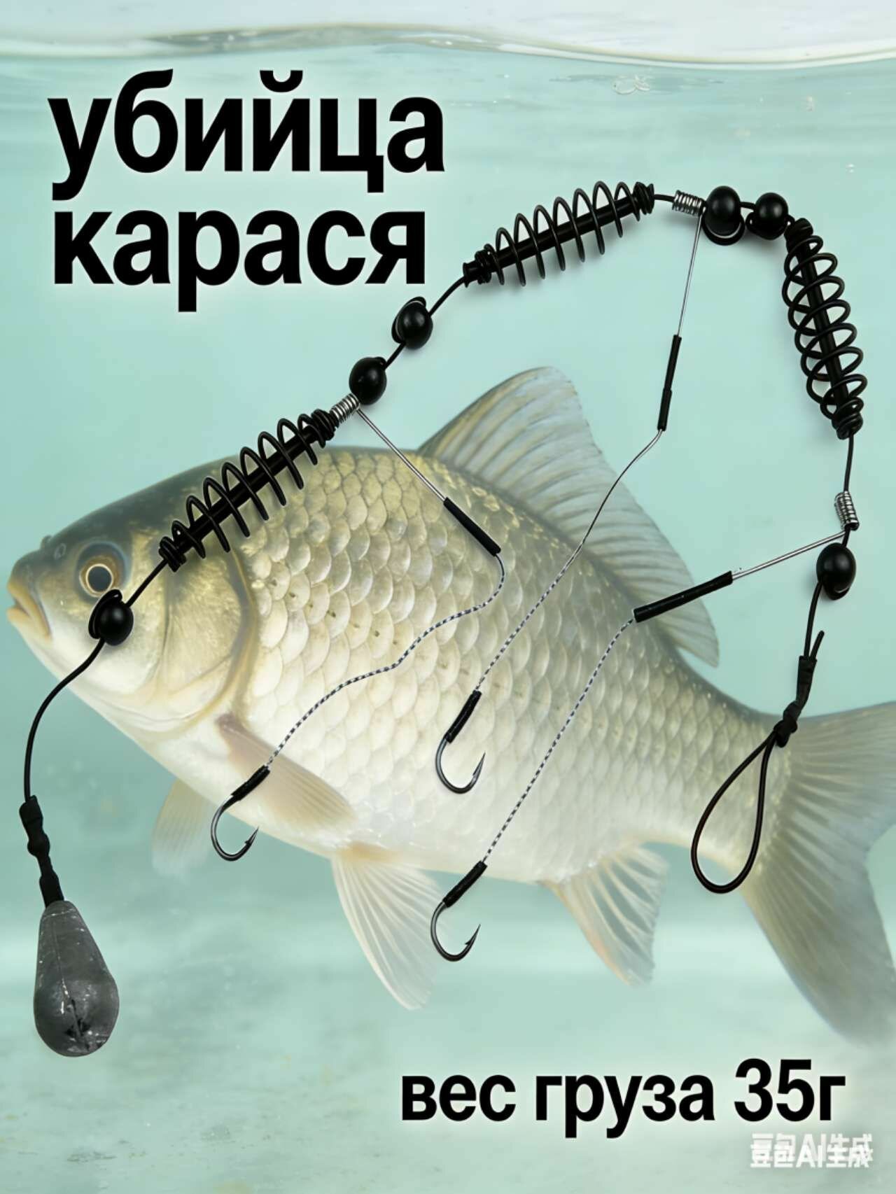 Фидерный монтаж с кормушкой, Убийца карася, Супер карась, Три пружины 35гр