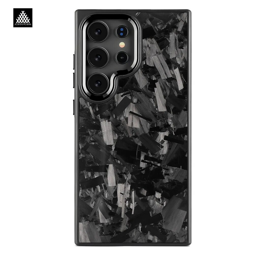 Защитный чехол для Samsung Galaxy S26 Ultra Magnetic из настоящего кованого углеродного волокна с магнитной рамкой MagSafe / металлическим каркасом камеры