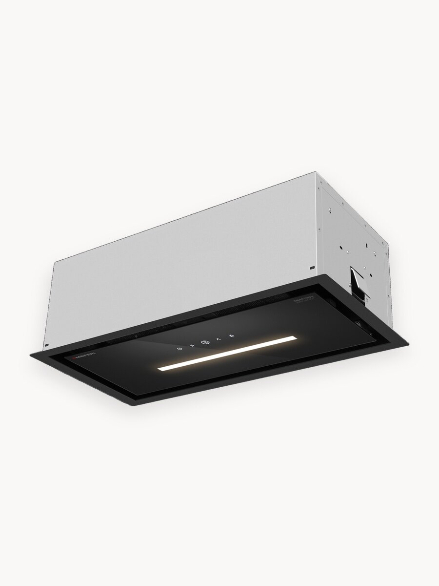 Вытяжка кухонная MEFERI SMARTBOX60BK GLASS COMFORT на 60 см встраиваемая, черная, производительность 950 м3/ч, стекло