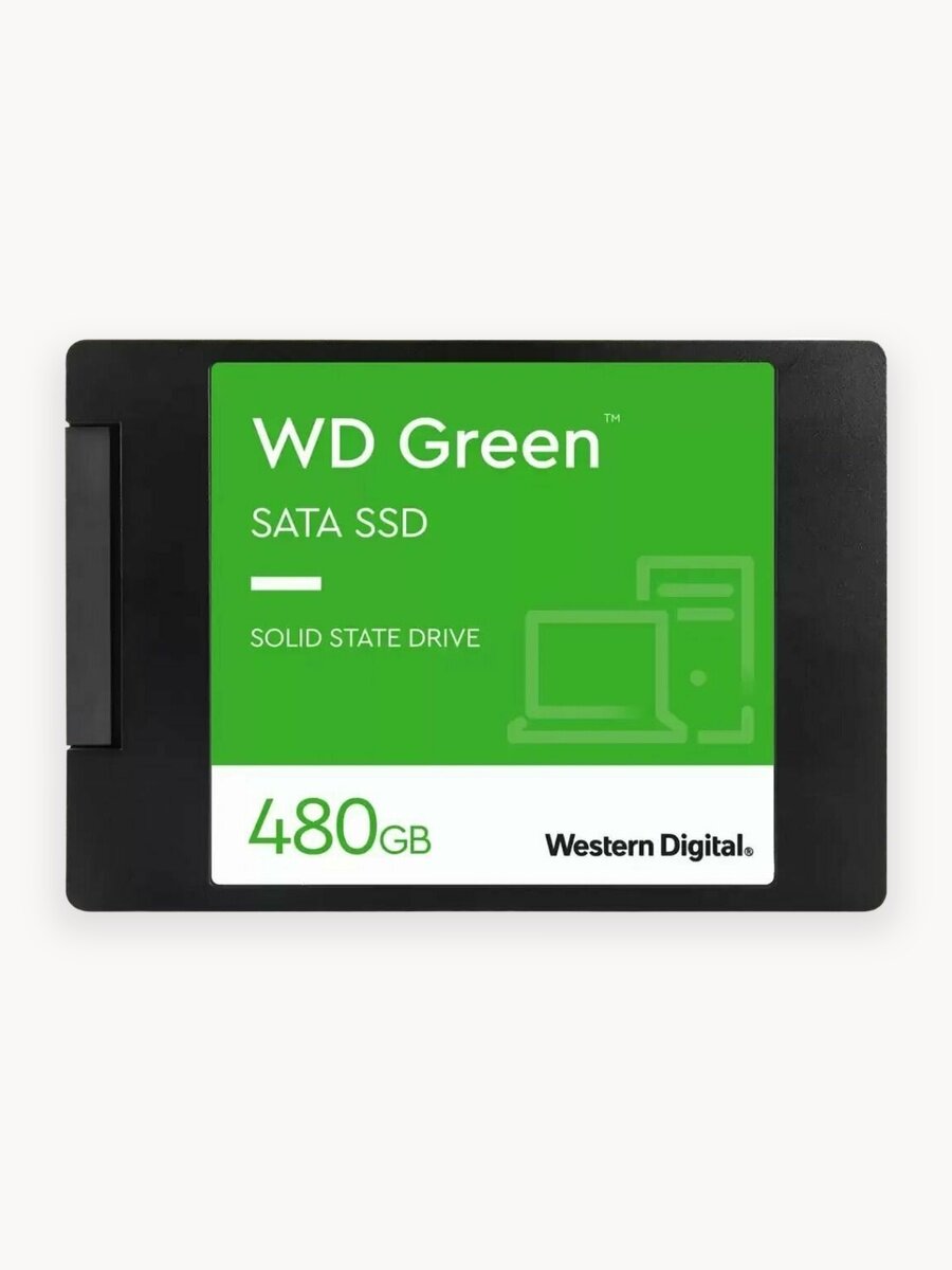 Твердотельный SATA-накопитель 480Гб WD Green, 2,5 дюйма (в корпусе), арт. WDS480G3G0A