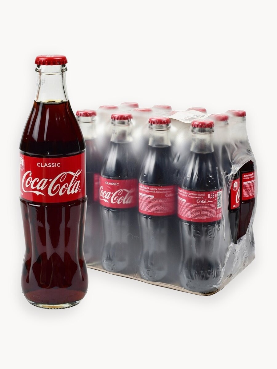 COCA-COLA в стекле 0,33 л напиток газированный (упаковка 15 шт)