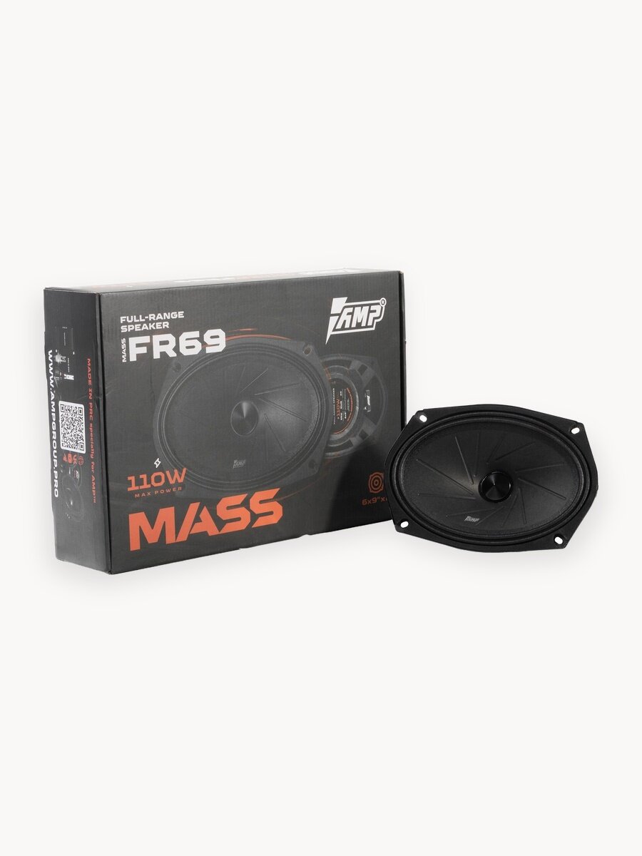 Широкополосные динамики AMP MASS FR69, с усилителем АМП 2.60, 6x9 дюймов, 55Вт