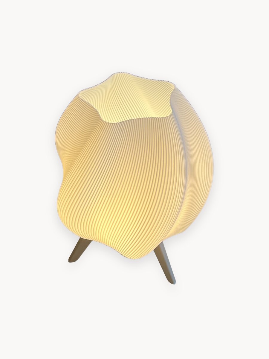 Настольная лампа декоративная Флэйм-27 Смарт TEMNO-TEMNO, умная RGB лампочка Е27, бежевое основание