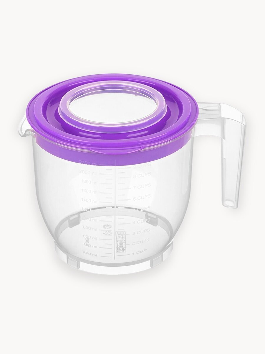 Ёмкость для миксера (блендера) 2,2 л 22,5х17х16 см с крышкой, прозрачно-фиолетовая Elab Gallery