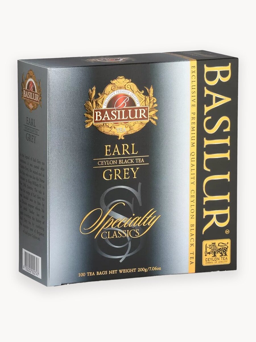 Чай черный Basilur Избранная классика "Эрл Грей", 100 пакетиков