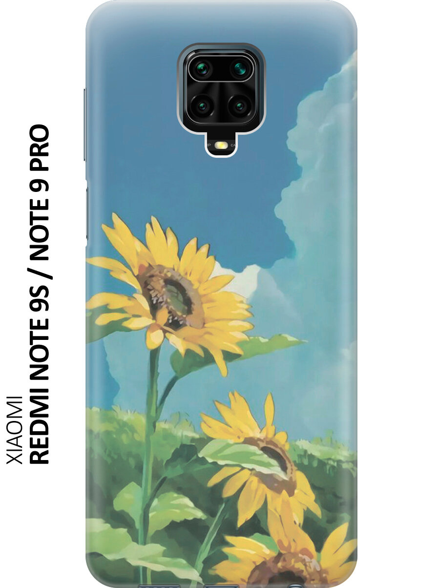 Силиконовый чехол Три подсолнуха в поле на Xiaomi Redmi Note 9s / Note 9 Pro / Сяоми Редми Ноут 9с / Ноут 9 Про