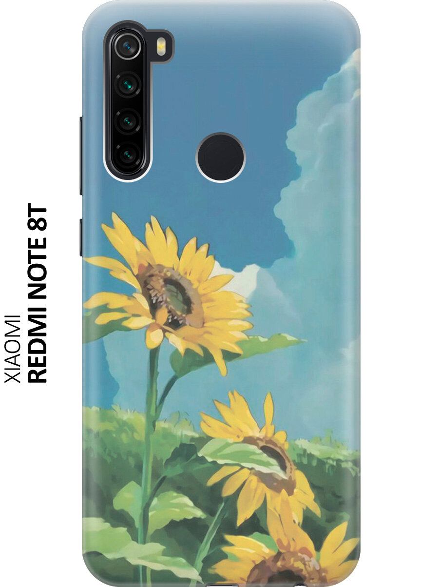 Силиконовый чехол Три подсолнуха в поле на Xiaomi Redmi Note 8T / Сяоми Редми Ноут 8Т