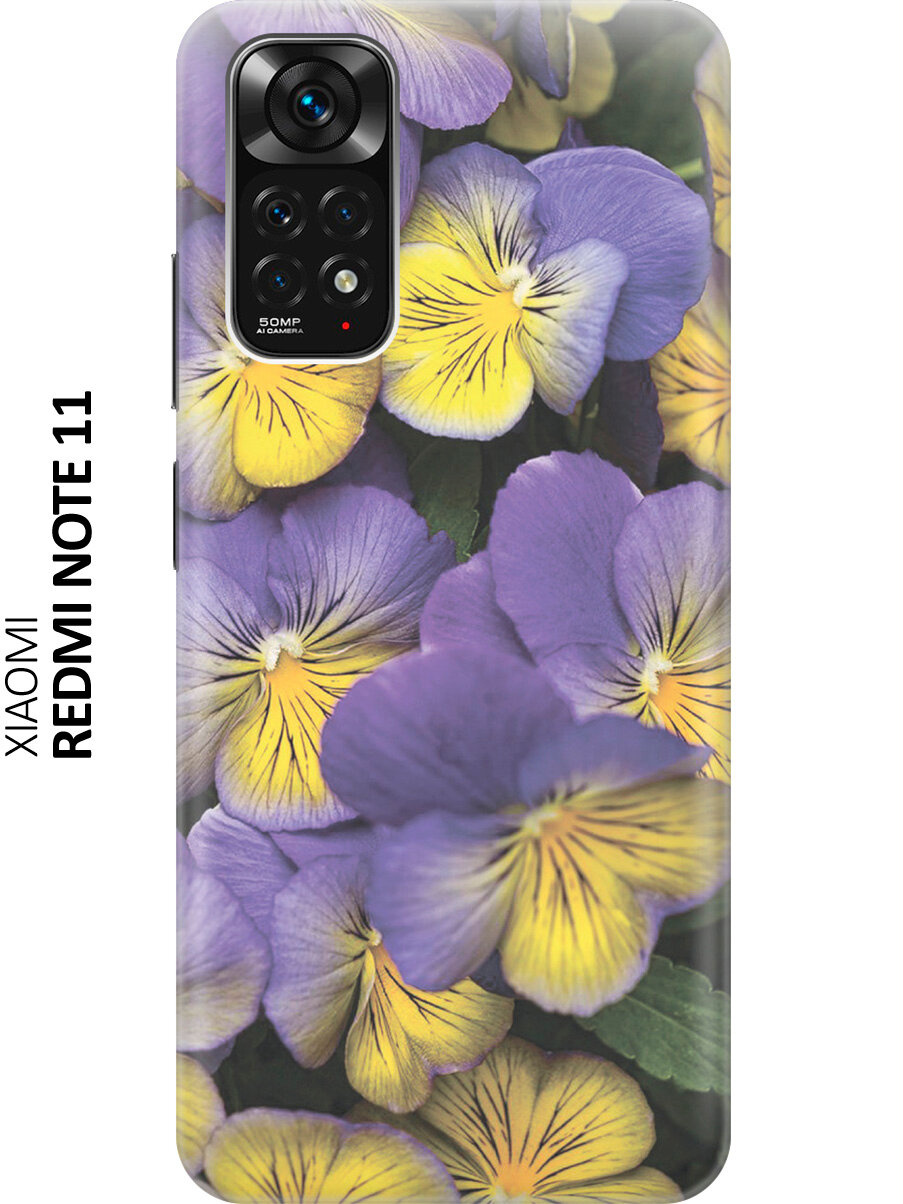 Силиконовый чехол Фиолетовые и желтые фиалки на Xiaomi Redmi Note 11 / Note 11S / Сяоми Редми Ноут 11 / Ноут 11С
