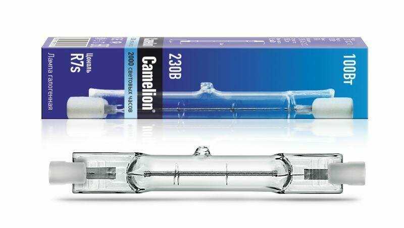 Лампа галогенная Camelion J78, 100 Вт, линейная, цоколь R7s, 3000К, 240В, длина 78 мм