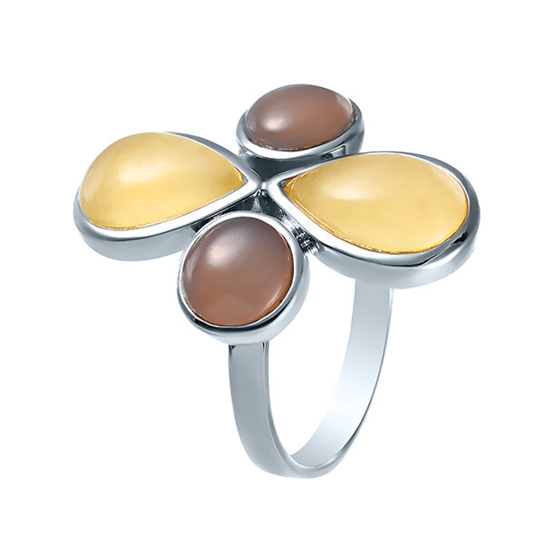 Кольцо, серебро, 925 проба, жадеит, агат