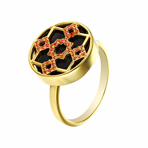 Кольцо, серебро, 925 проба, оникс, фианит