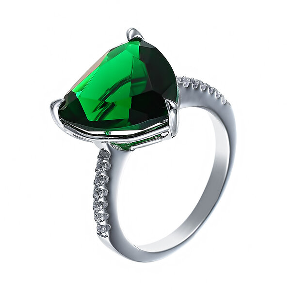 Кольцо, серебро, 925 проба, фианит, стекло