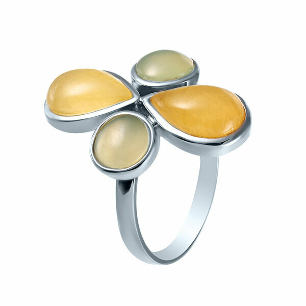 Кольцо, серебро, 925 проба, жадеит, агат