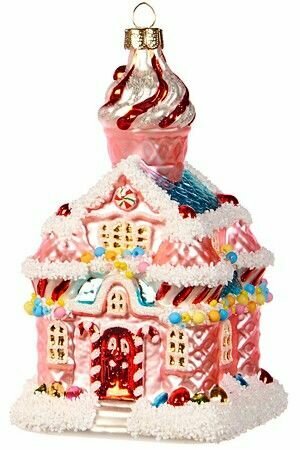 Ёлочное украшение зефирный домик, стекло, 14 см, Goodwill YA92454