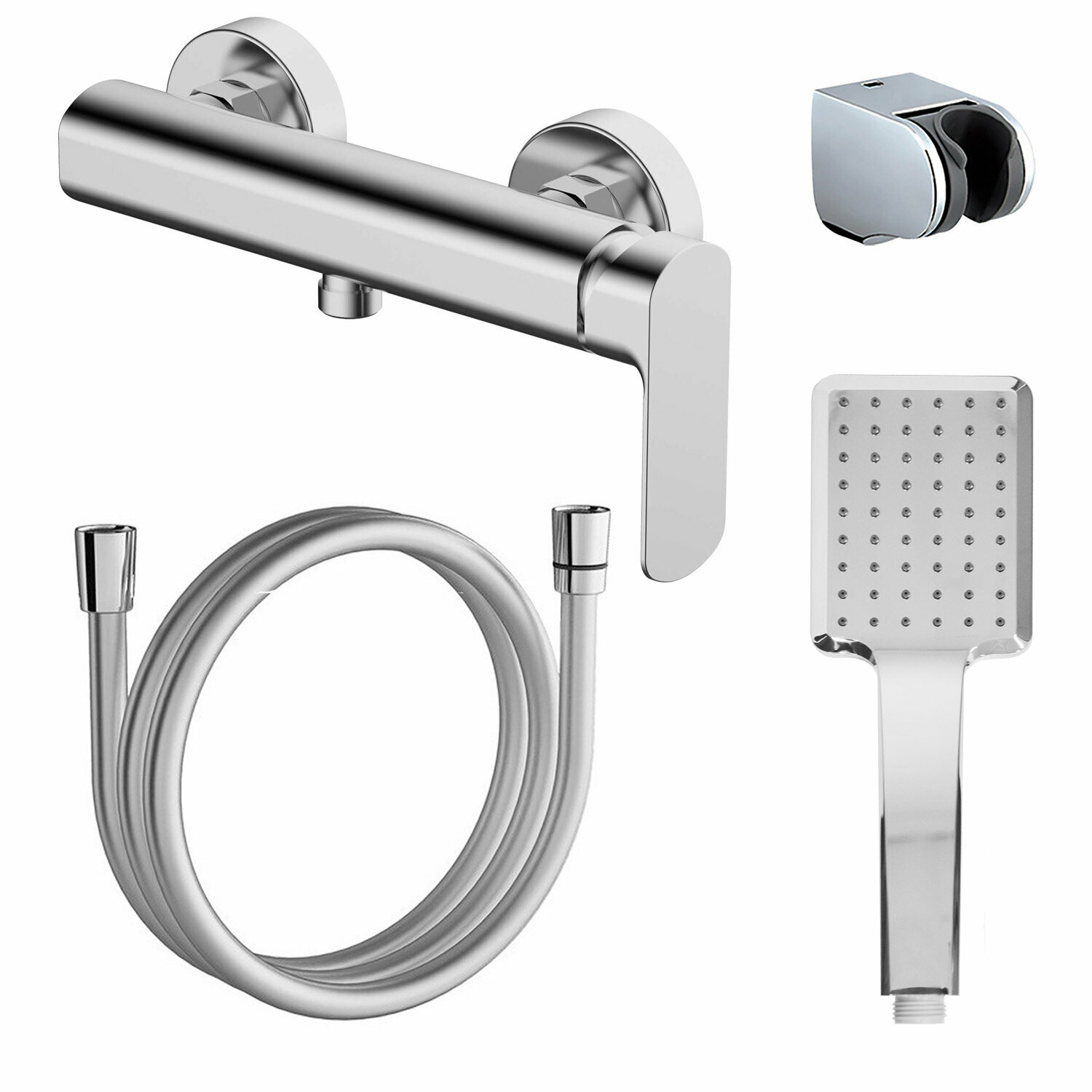 Смеситель для душа Azario ASHER с ручным душем, без излива, керамический картридж, хром, AZ-VNN338311C