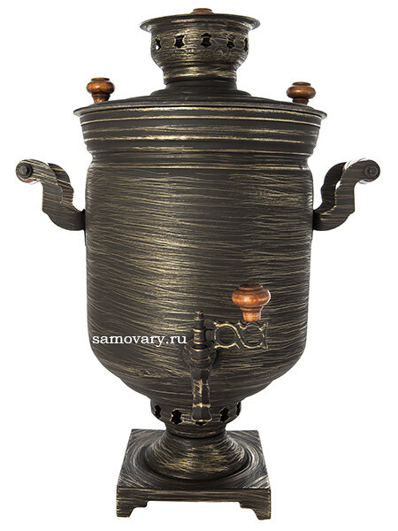 Угольный самовар 5 литров жёлтая Золотые нити