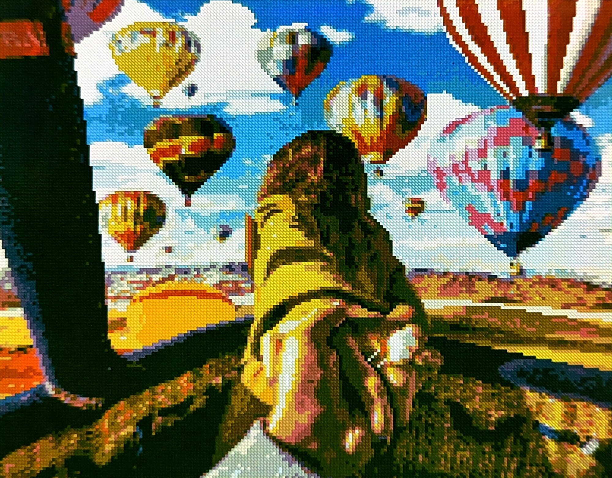 Алмазная мозаика Девушка, следуй за мной, 40x50, квадратные стразы попарт, воздушные шары, Каппадокия, романтика , пара