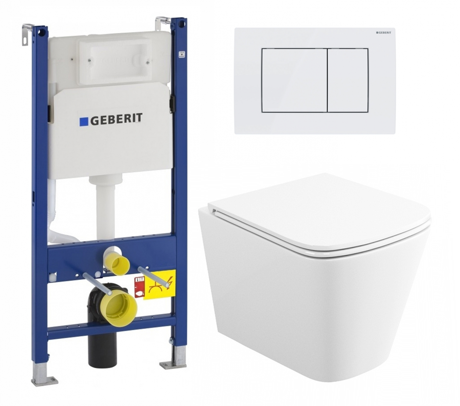 Комплект 3 в 1 инсталляция Geberit Duofix + Унитаз подвесной Enio Binario Tornado 1.0 + кнопка белая
