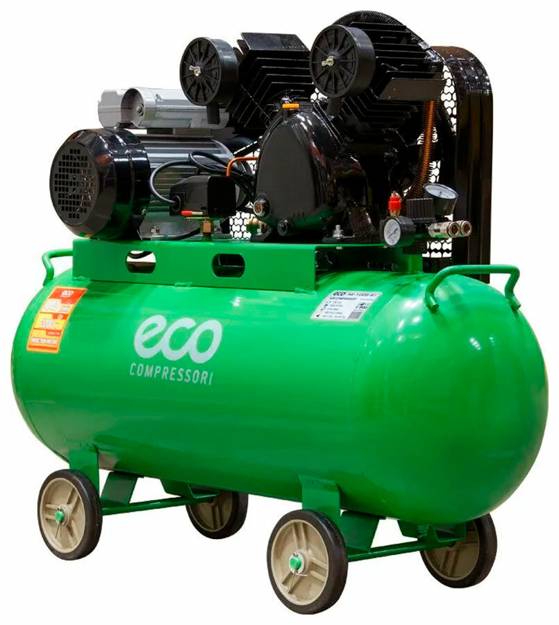 Компрессор Eco AE-1005-B1, 380 л/мин, 8 атм, ременной масляный ресивер, 100 л, 220 В, 2.20 кВт