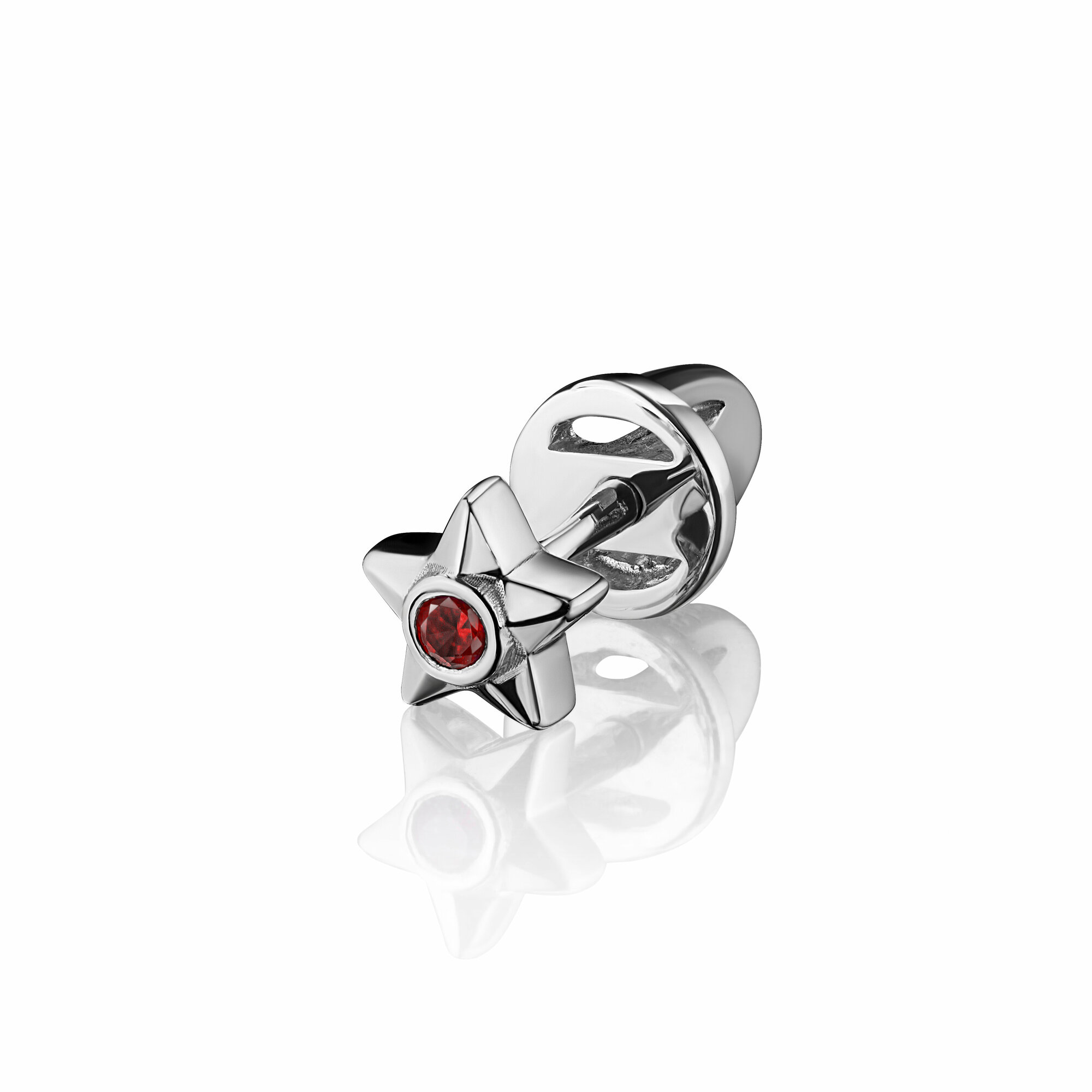 Серьги пусеты, серебро, 925 проба, родирование, рубин