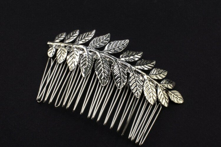 Основа для гребня Лист 20 зубцов 85х51мм, цвет серебро, железо, 19-078, 1шт