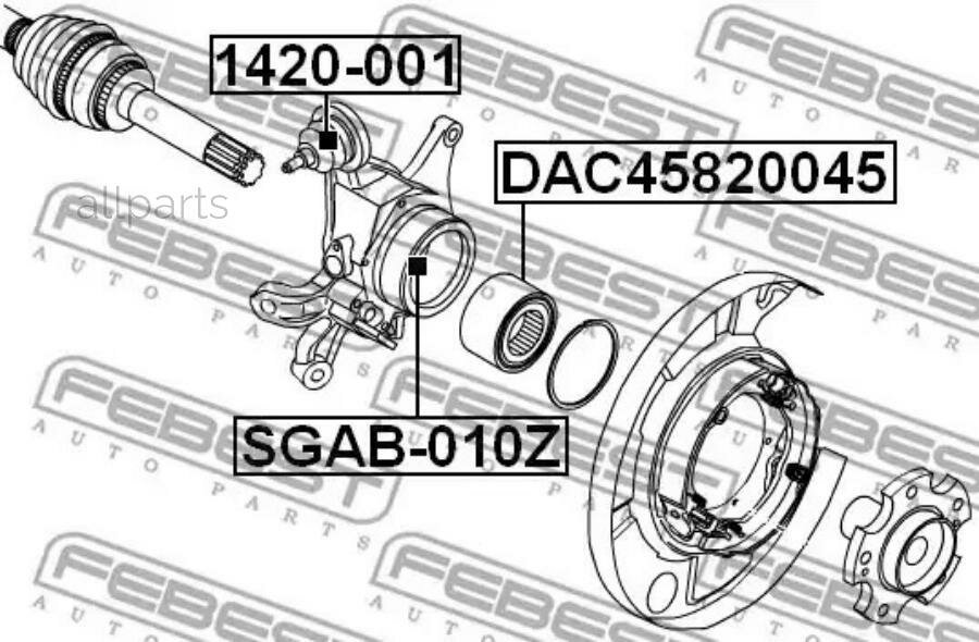 FEBEST DAC45820045 Подшипник ступичный задний 45x82x45 SSANG YONG KYRON 2005-2015 FEBEST DAC45820045