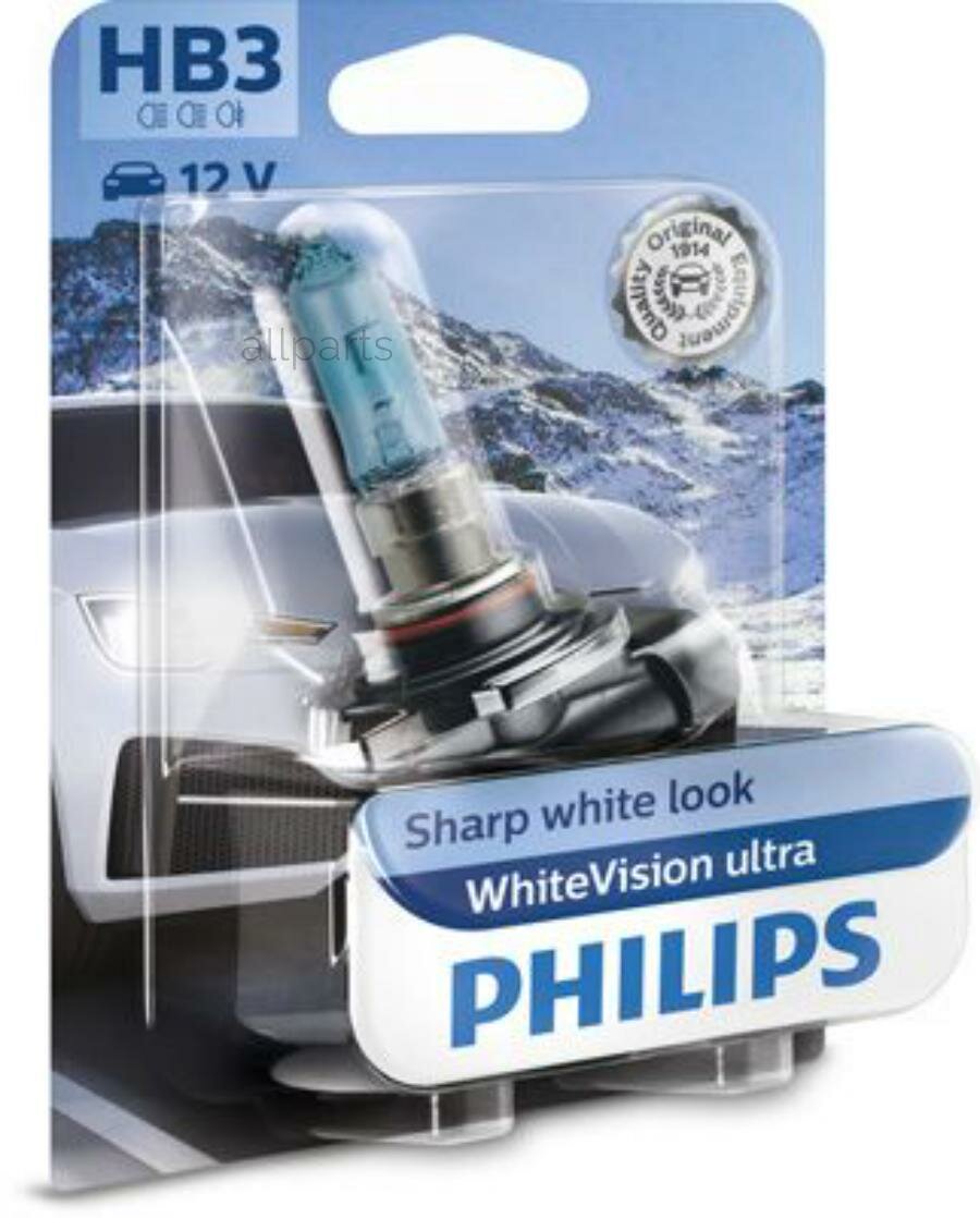 PHILIPS 9005WVUB1 Лампа HB3 12V 60W P20D WhiteVision ultra (блистер 1шт.)