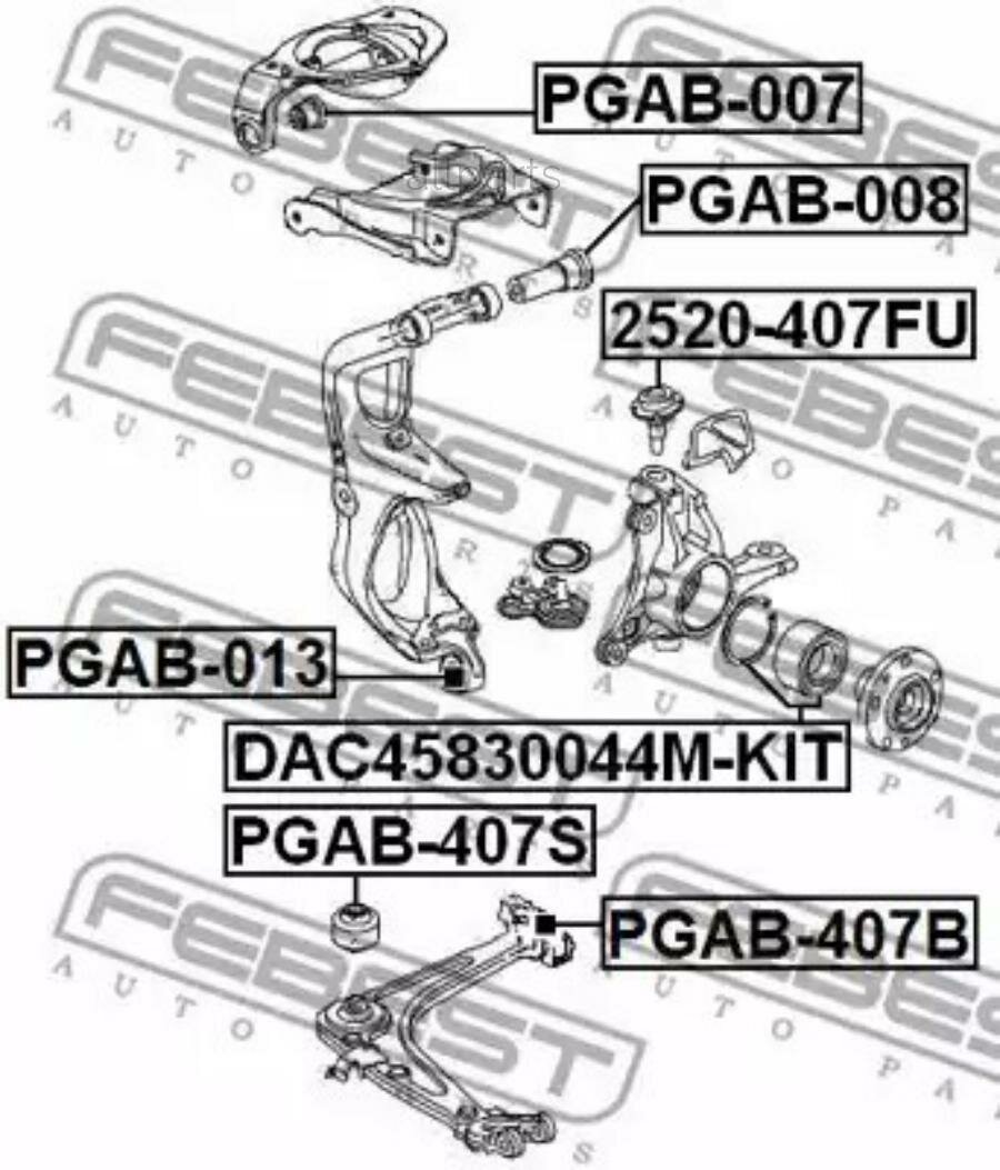 FEBEST PGAB-013 Сайлентблок цапфы CITROEN C5/PEUGEOT 407 пер. подв. лев/прав.