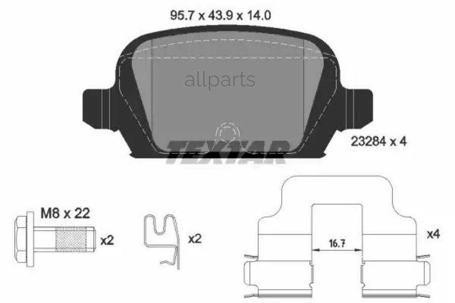 TEXTAR 2328404 Колодки тормозные дисковые | зад |