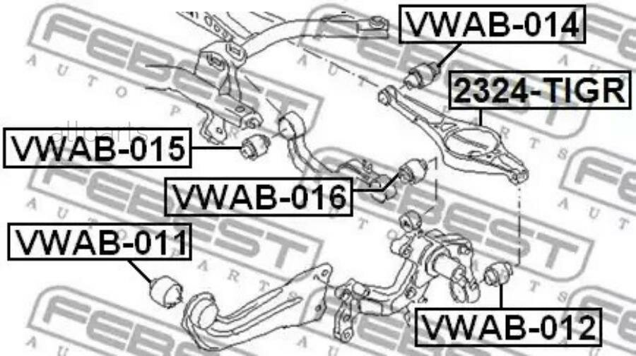 FEBEST VWAB-016 сайленблок задней поперечной тяги (SKODA OCTAVIA II 2004-) FEBEST