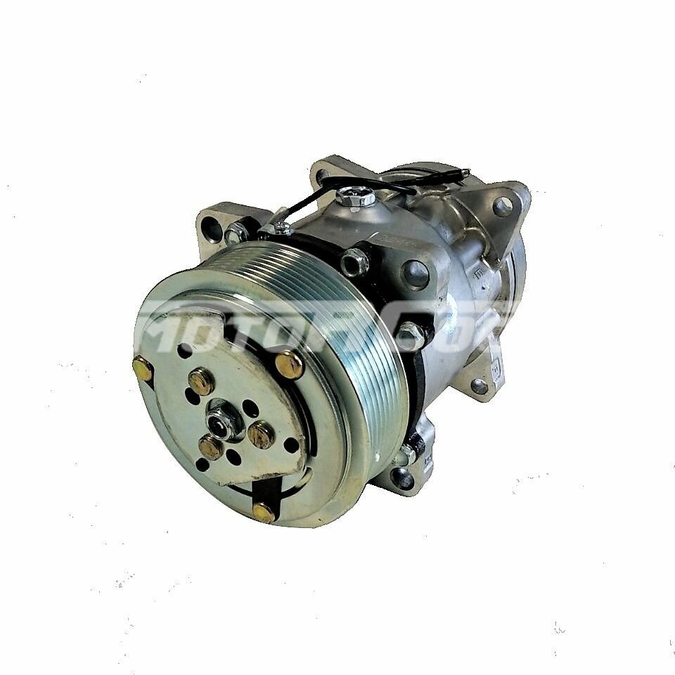 Компрессор кондиционера Sanden 7H15 (12V, PV8) выходы горизонтальные (O-ring ) 1"-14UNF и 1"-14UNF, универсальный