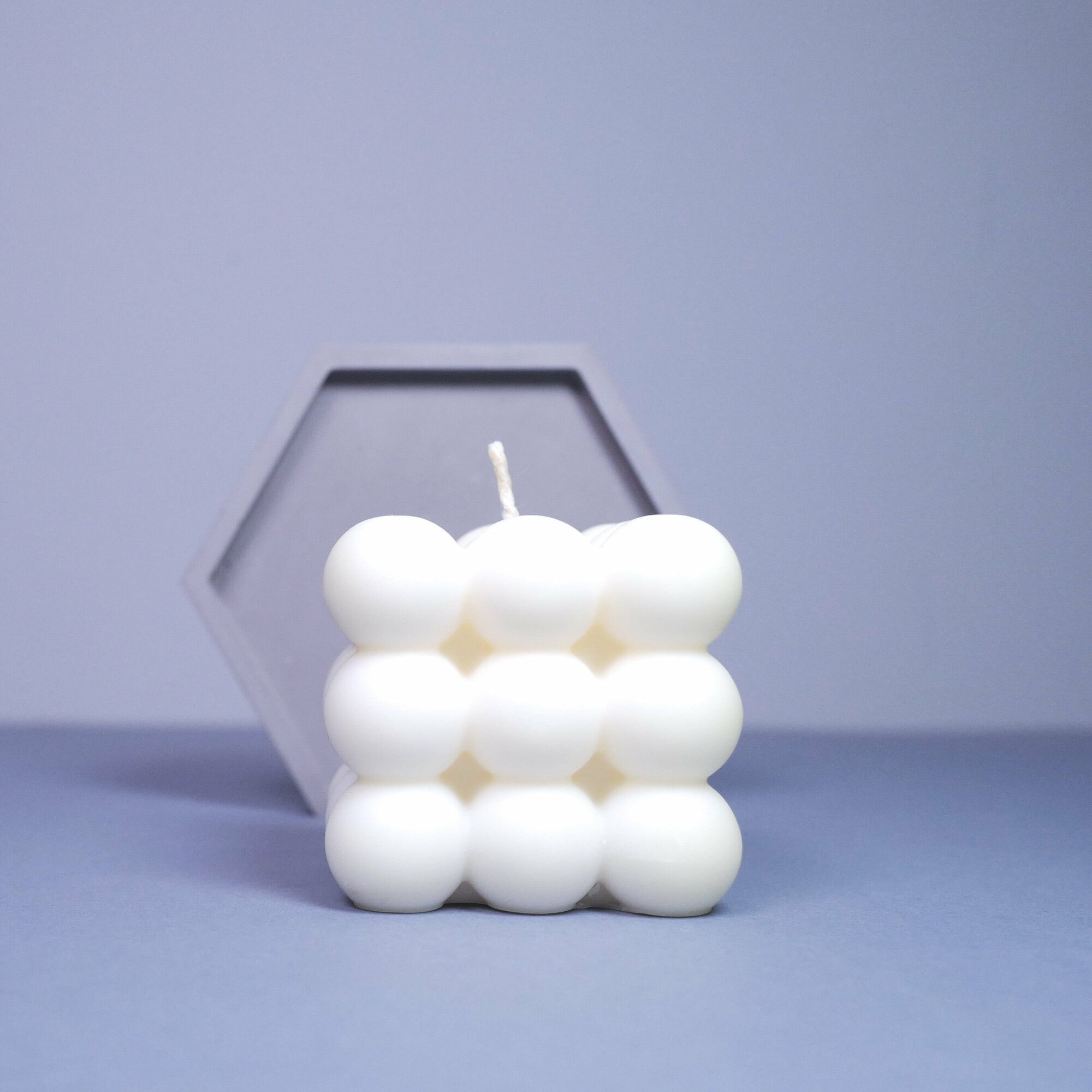 Свеча Cube Buble из соевого воска с хлопковым фитилем и подставка из гипса, ручная работа Derevo Tsurikatov