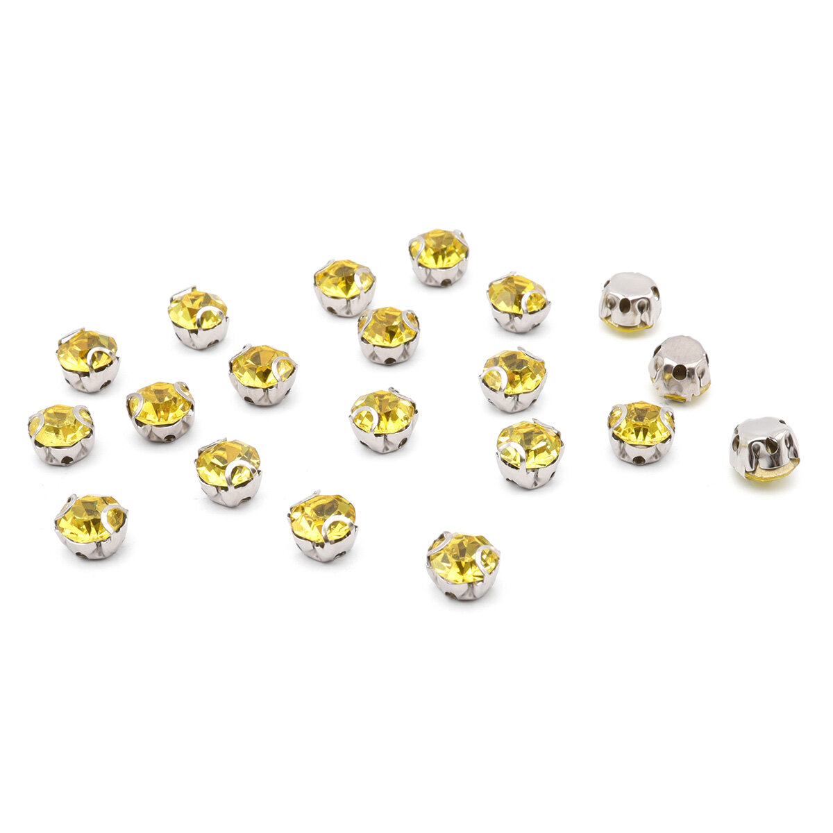 Хрустальные стразы в цапах круглые (серебро), Astra&Craft, цитрин, 6*6 мм, 20 шт