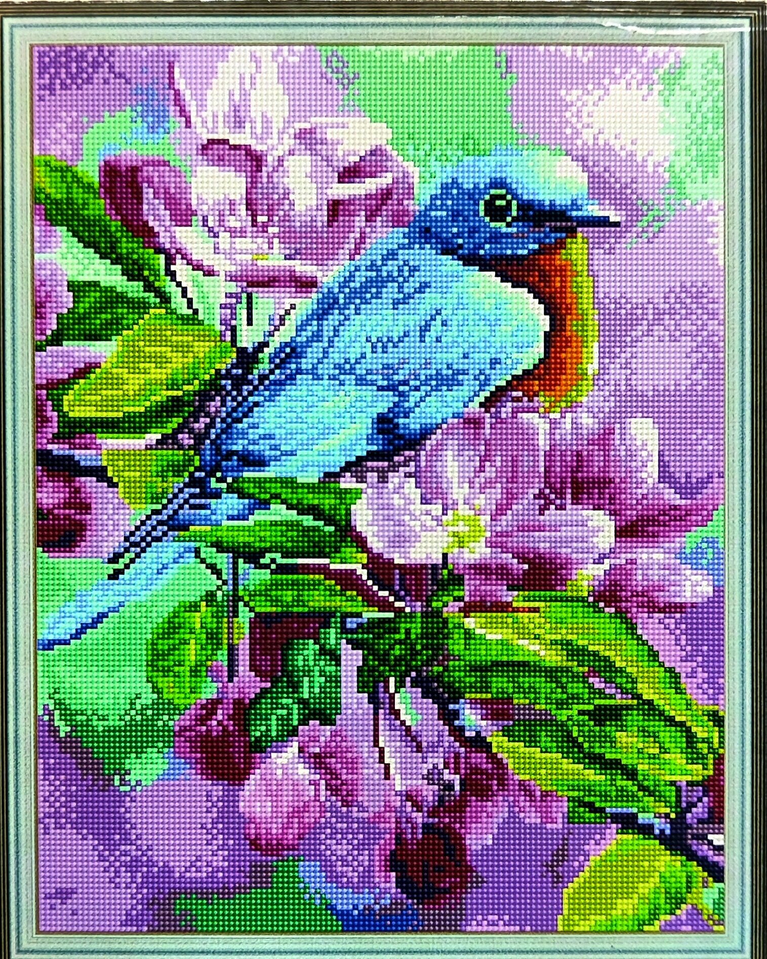 Алмазная мозаика 40x50см круглые стразы птицы, природа, цветы, калибри