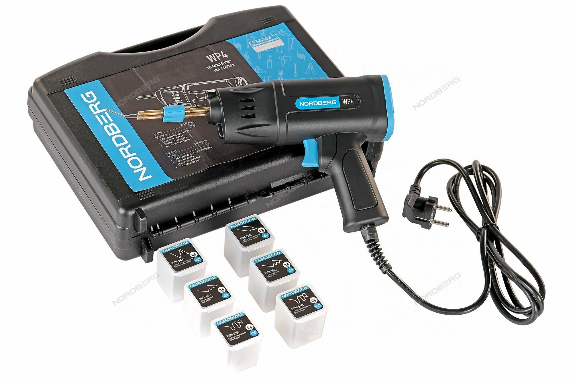 Термостеплер для ремонта пластика, 220 В, с комплектом в кейсе NORDBERG WP4